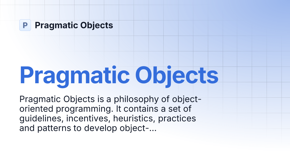 Pragmatic Objects | Pragmatic Objects